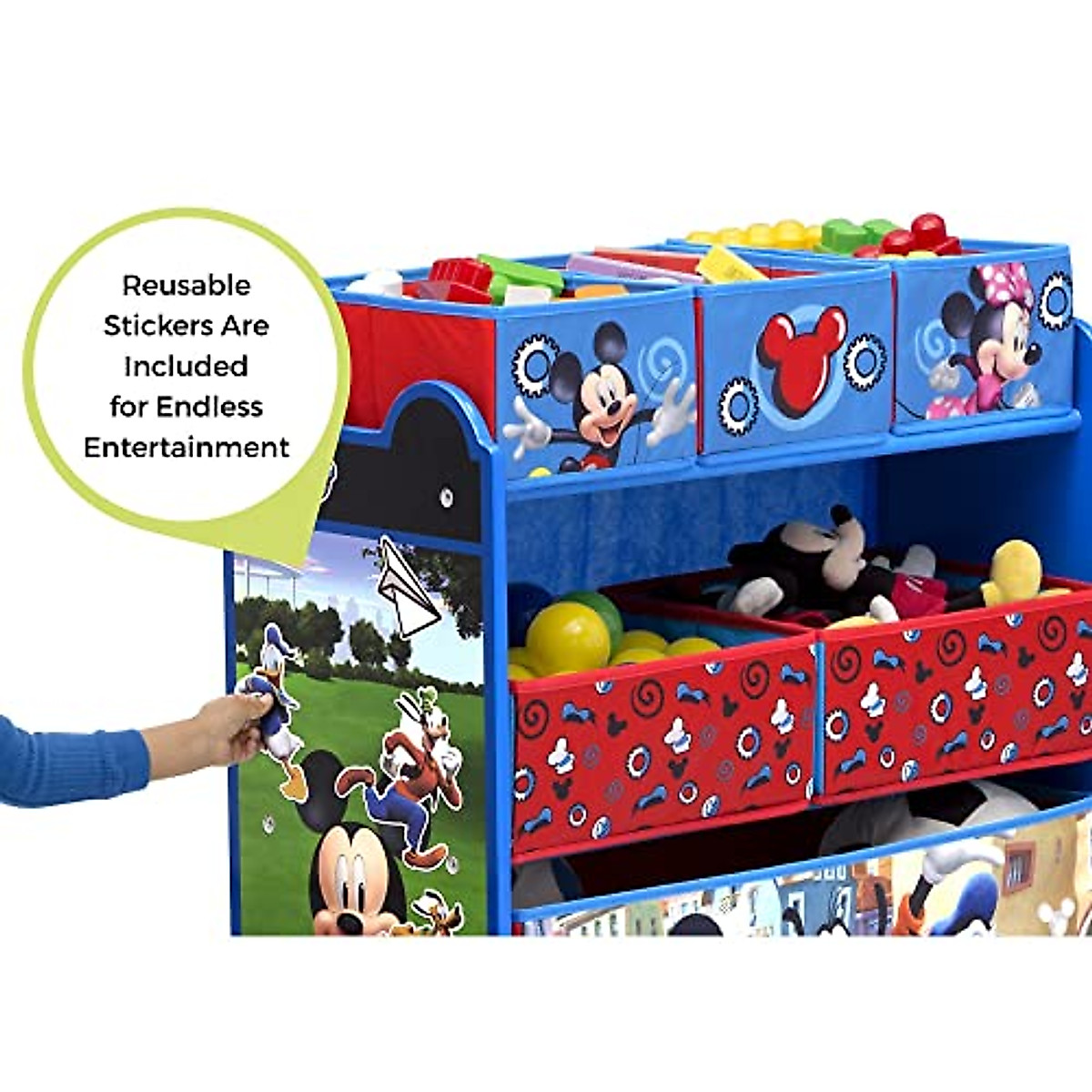 PZCXBFH Mickey Mouse 4-Piece Toddler Playroom– Set Includes Table and 2 Chairs and 6 Boxes of Toy Storage