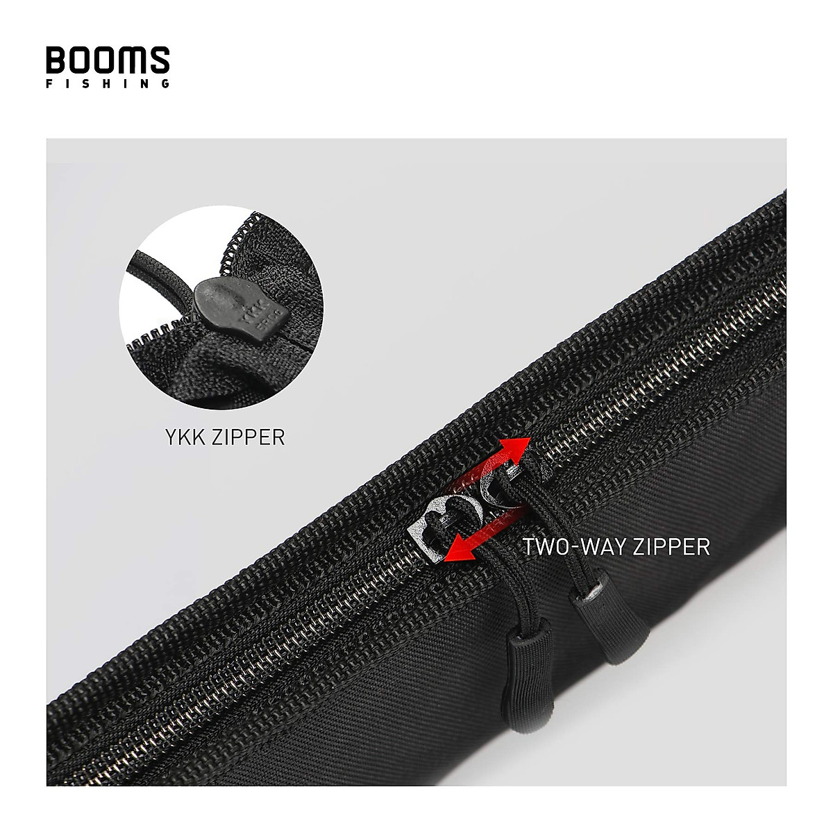 Booms Fishing PB1 Fishing Rod Case, Portable Folding Fishing Pole Case, Fishing Spinning Rod Bag, Store Up to 2 Fishing Poles with Reels, 4.4ft/53inch