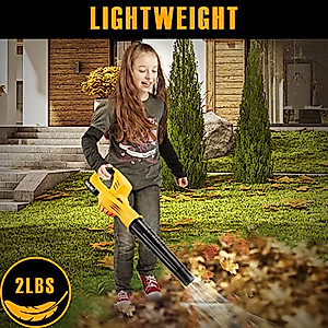 Alloyman Leaf Blower, 20V Cordless Leaf Blower, One-Button Start Leaf Blower Battery Powered, with 2.0Ah Battery & Charger, Electric Leaf Blower for Yard Cleaning/Snow Blowing
