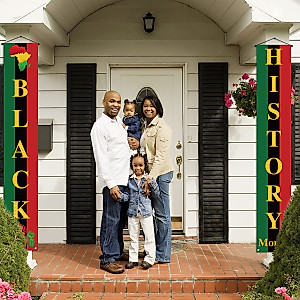 Pudodo Black History Month Porch Banner African American February Festival Holiday Front Door Sign Wall Hanging Party Decoration