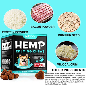 Oimmal Hemp Calming Chews for Dogs - Calming Treats for Dogs with Hemp + Valerian Root, Stress & Dog Anxiety Relief - Calming Dog Treats Helps Aid with Thunder, Fireworks, Chewing & Barking
