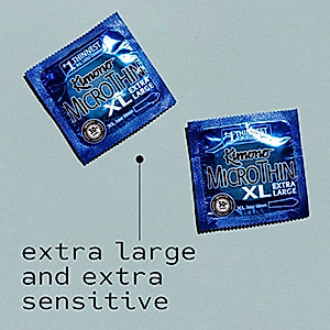Kimono MicroThin XL, Ultra-Thin Lubricated Condoms, Natural Latex Condoms, Vegan-Friendly, No Latex Odor, Extra Thin, Widest-base Condoms - Enhanced Sensitivity - Pack of 36
