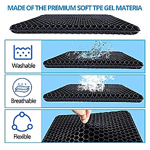 Gel Seat Cushion, Breathable Honeycomb Design Seat Cushion Super Breathable Gel Cushion Body Pressure Distribution Portable Gel Seat Cushion for Back Pain Suitable for Home Office Chair Car