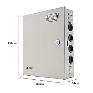 9CH Channel Port Distributed Power Supply Box Swithing Power Supply Output 12V 10 Amp for CCTV DVR Security System and Cameras