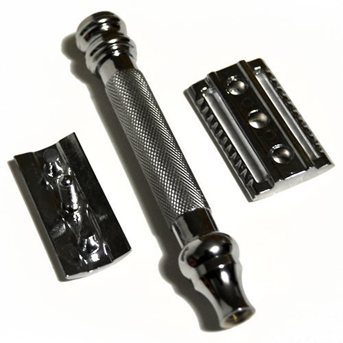 Classic Samurai CS-206 Heavy Duty "Barber Pole" Long Double Edge Safety Razor with Genuine Leather Shaving Travel/Protective Case and 5 Astra Superior Platinum Razor Blades