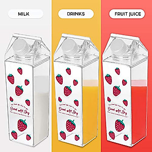 Cabilock 500ml Strawberry Printed Milk Box Milk Carton Water Bottle Plastic Milk Box Juice Bottle Empty Milk Container Water Bottle