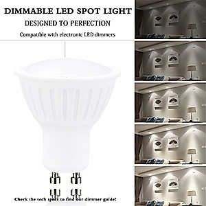 GU10 Led Dimmable Light Bulbs, 5W=50W, 4000K Natural White GU10 Base 120° Beam Angle Spotlight for Accent Recessed Track Lighting, Pack of 6
