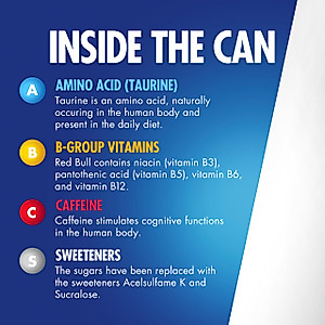 Red Bull Energy Drink, Sugar Free, 8.4 Fl Oz (4 Pack)