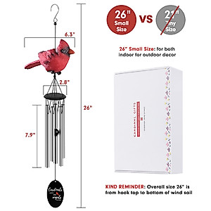 YOUNTASY Cardinal Gifts, Cardinal Wind Chimes, Cardinal Memorial Gifts for Loss of Loved One, Sympathy Gift Ideas for Bereavement, Condolence, Remembrance, Red Cardinal Figurine Decor, 26" Small Size