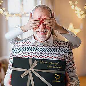 ELONG HOME Black Gift Box, 13"x 9"x 4" Large Gift Box with Ribbon and Magnetic Lid, DIY Paint/Writing Magnetic Gift Box for Small Business, Parties Apparel, Halloween and Christmas