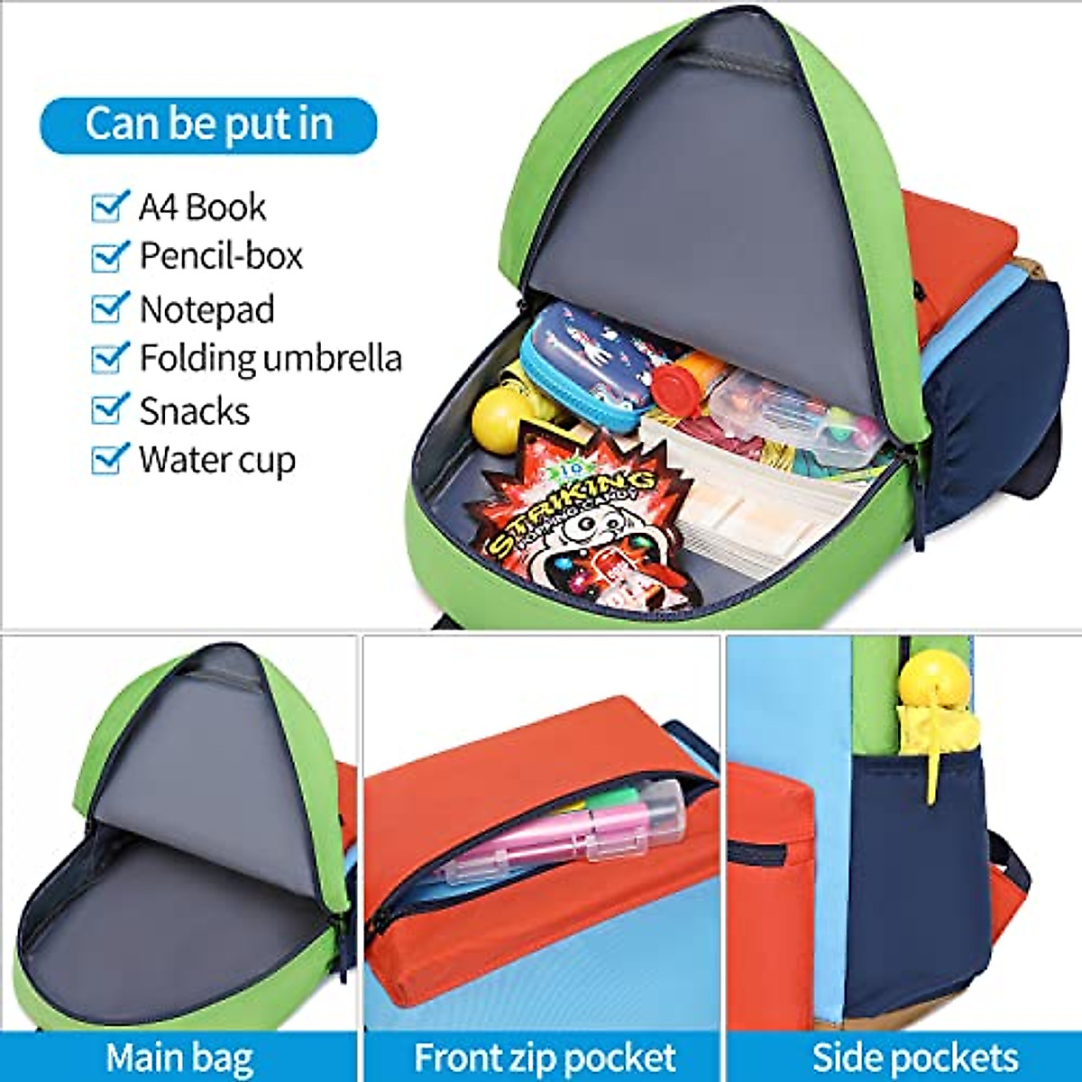 SHENHU Waterproof Kids Backpack Lightweight Kindergarten SchoolBag Bookbag Preschool Bag with Buckles,Laces for Boy Girl