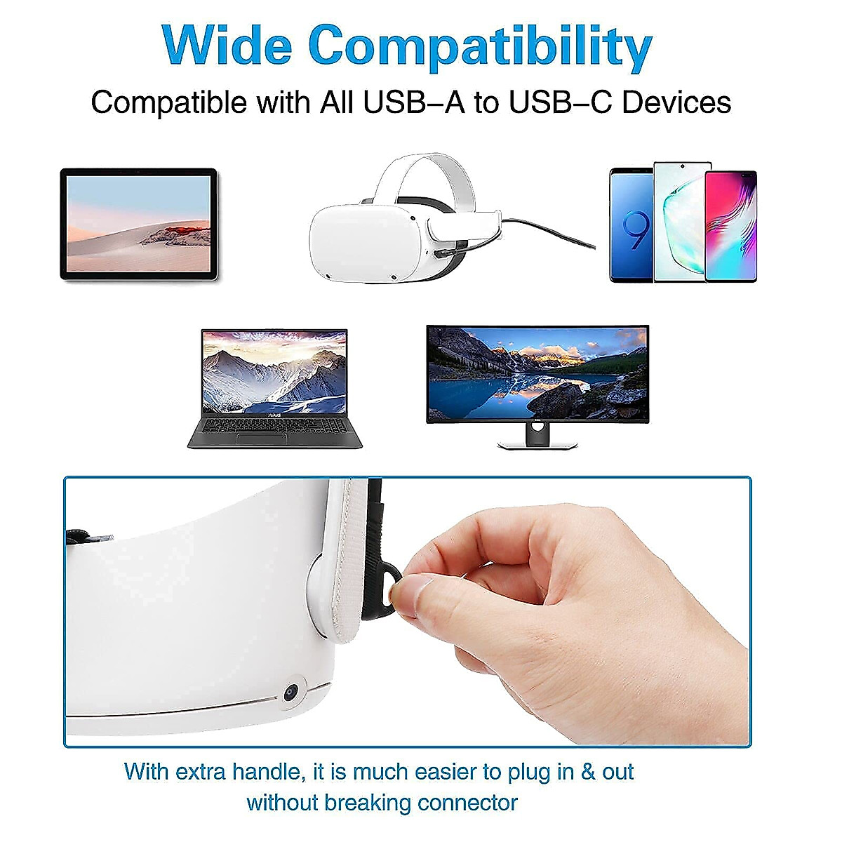 Cleaning Tool & Long Link Cable for Oculus Quest 2/1