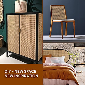 KOLWOVEN 24" Width X 2 Feet Plastic Cane Webbing for Caning Projects Natural Pre - Woven Open Mesh Cane - PE Rattan Cane Webbing Rattan Roll Cabinet Chair (2 FEET)