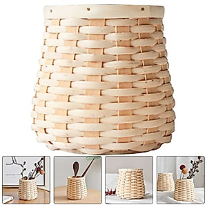 SHERCHPRY Woven Desktop Baskets Small Bamboo Basket Pencil Holder Rustic Chopsticks Caddy Fork Spoon Knife Holder Flatware Utensil Caddy Chinese Tea Tool Holder Utensil Holder