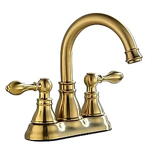 Derengge F-4501-CS Two Handle Bathroom Sink Faucet with Pop up Drain,Meets cUPC NSF 61-9 AB1953,Brushed Gold