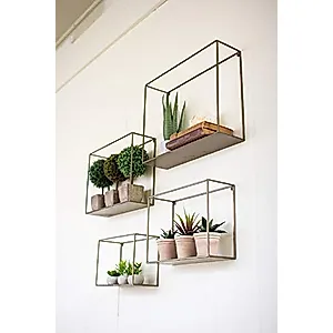 KALALOU Set of Metal Shelves, One Size, Brown