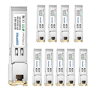 SFP RJ45 Copper Module, 10/100/1000BASE-T Gigabit SFP to RJ45 Mini-GBIC Transceiver for Cisco GLC-T(10/100/1000)/SFP-GE-T(10/100/1000), MikroTik, Supermicro Reach 100m - 10Pack