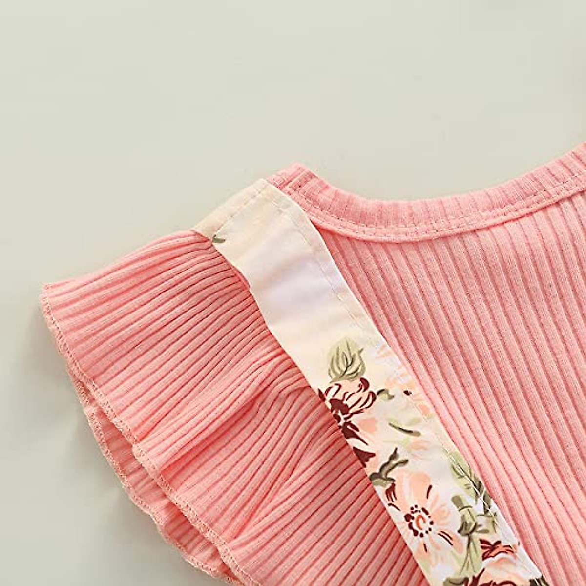 Socutebabe Baby Girl Floral Romper Newborn Dress Ruffle Onesie Suspender Shorts Jumpsuit Cute Summer Clothes and Headband (A Pink, 0-3 Months)