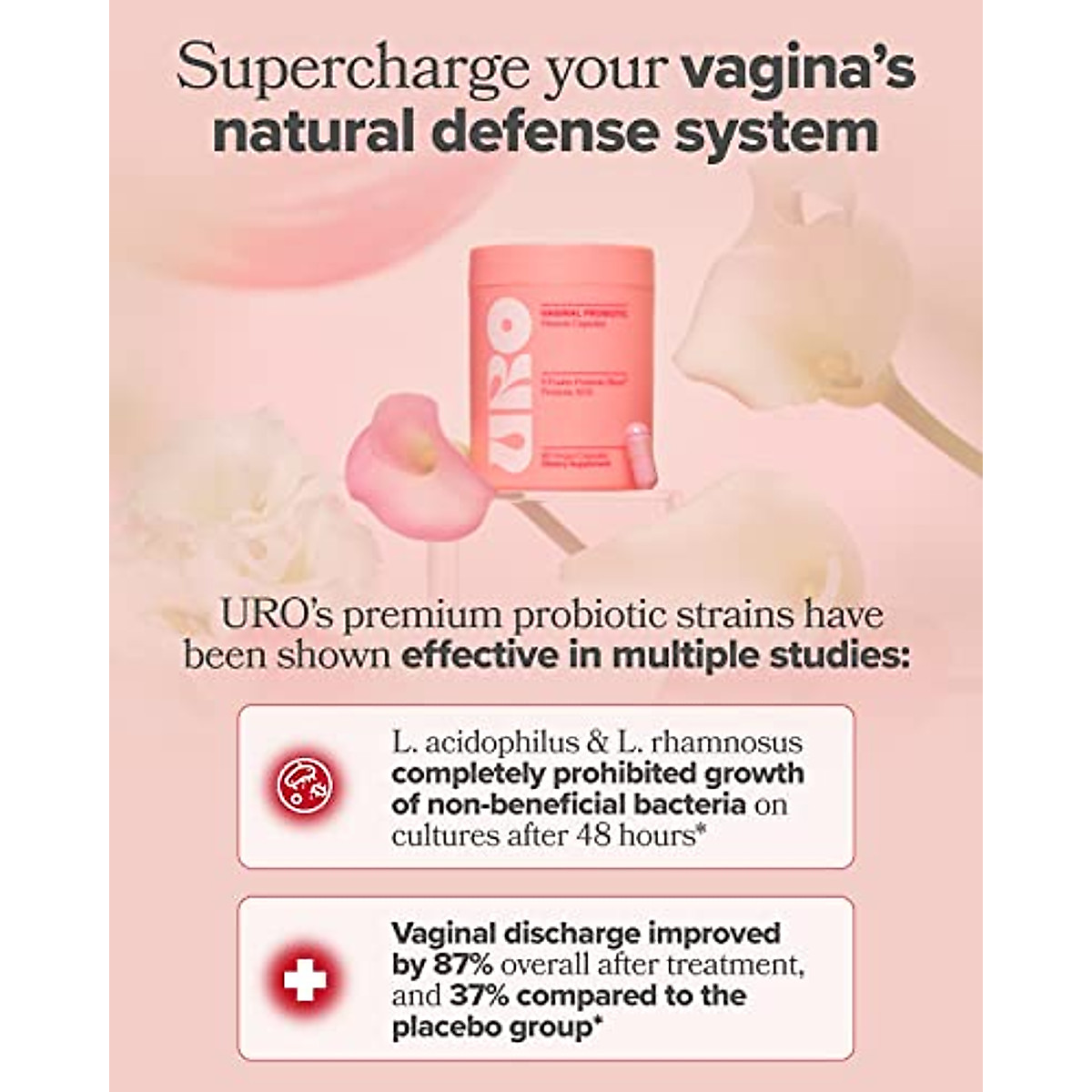 URO Vaginal Probiotics for Women pH Balance with Prebiotics & Lactobacillus Probiotic Blend - Women's Vaginal Health Supplement - Promotes Healthy Vaginal Odor & Vaginal Flora, 60 Count (Pack of 1)