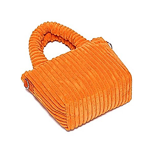 YIKOEE Mini Corduroy Tote Bag for Women Cute Small Tote Bags (Orange)