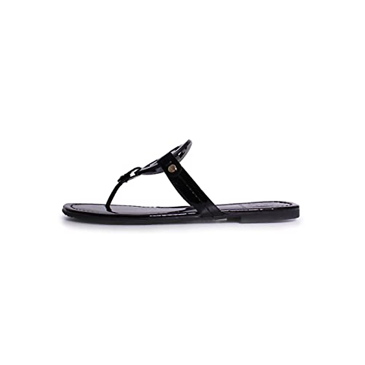 Tory Burch Women's Miller Patent Thong Sandal, Black, 9 Medium US