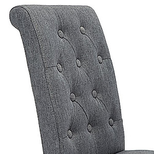 thksbought Set of 6 Chairs Upholstered Fabric Dining Chairs with Button-Tufted Details (Gray)