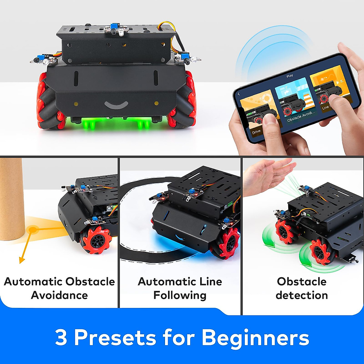 Makeblock mBot Mega Robot Kit with Mecanum Wheels, Programmable Robotics Kit Compatible with Arduino IDE and Raspberry Pi for Teens & Adults, Robotics Gift for Learning Coding, Robotics, Electronics