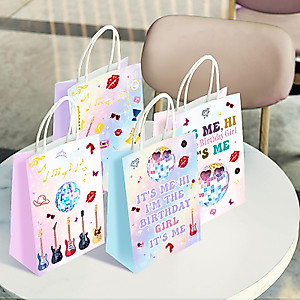 SNABETNA Music Birthday Party Paper Bags Decorations,16pcs Goodies Bags,Double Sided Birthday Paper Bags With 4 Styles, Music Theme Birthday Party Favors
