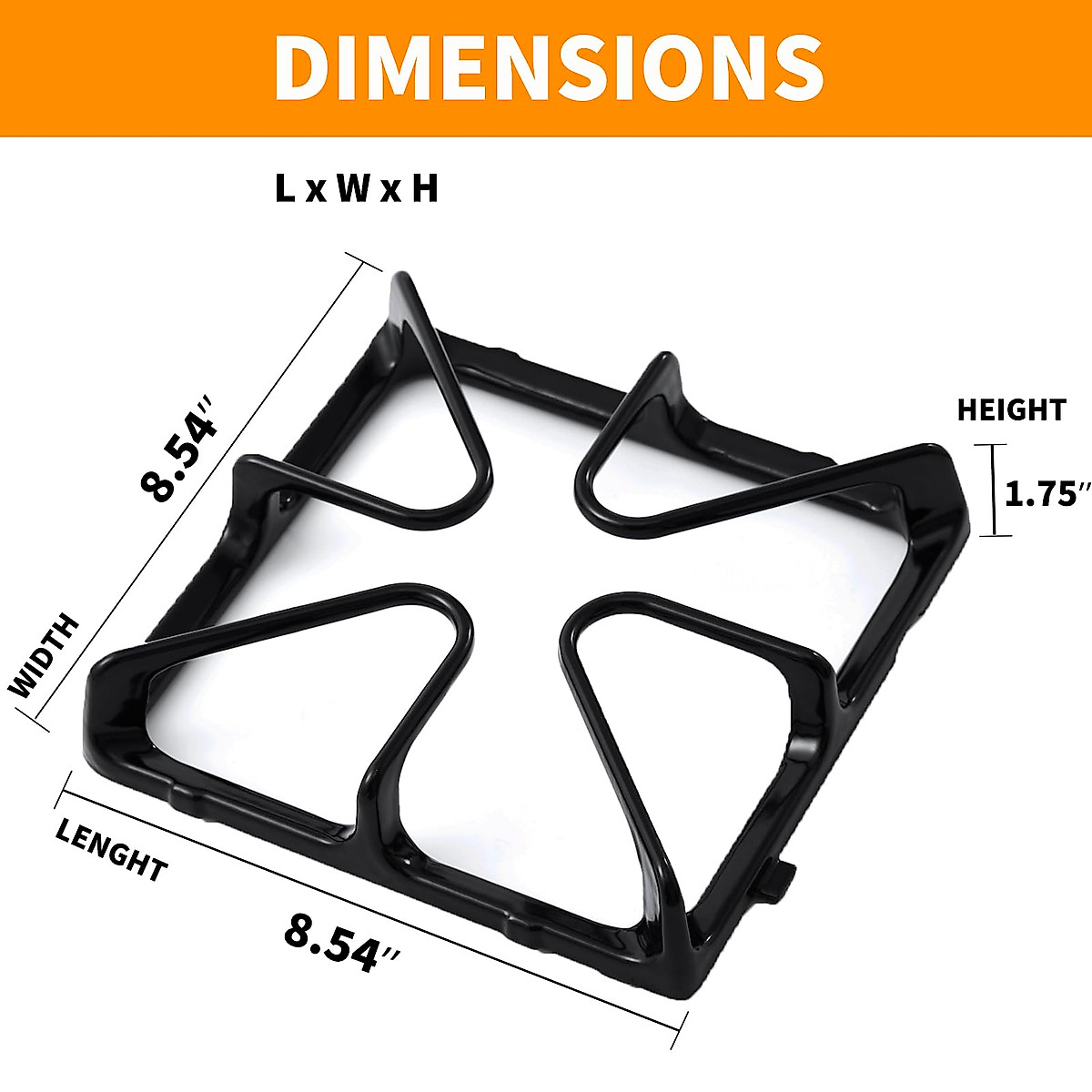 Upgraded WB31K10034 Grate Replacement Parts for GE Stove Parts XL44 Range Burner Grates 8.5 x 8.5 Inches GE Cooktop Parts Cast Iron Rack General Electric Range Parts Stove Top Grate 4 Pcs