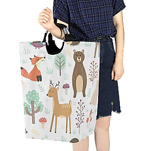 OREZI Cute Fox Animals Laudry Basket,Waterproof and Foldable Laundry Hamper for Storage Dirty Clothes Toys in Bedroom, Bathroom Dorm Room