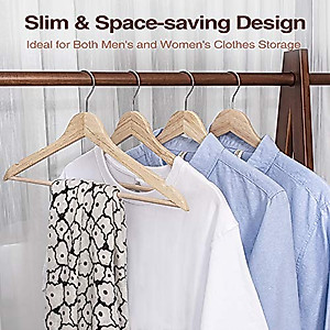 FairyHaus Wooden Hangers 20 Pack, Natural Wood Hangers with 360° Swivel Hook and Notches, Slim & Lightweight Hangers Wood for Clothes Coat Suit Jacket