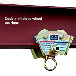 3M DBI-SALA 2103143 Trolley For I-Beam For Use W/Self Retracting Lifeline (Fits Beam Flanges 3"-8" In Width Up To 11/16" Thick), Gold