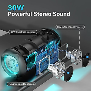 Generic Linkyou Bluetooth Speakers Portable Wireless Speaker with 30W Stereo Sound, Upgraded Portable Speaker Black, IPX7 Waterproof Shower Speaker, Playtime of Up to 30 Hours, RGB Light