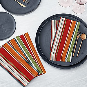 Ruvanti Cloth Napkins Set of 12 Cotton 100%, 20x20 Inches Napkins Cloth Washable, Soft, Absorbent. Cotton Napkins for Parties, Christmas, Thanksgiving, Weddings, Dinner Napkins Cloth - Multi Stripes