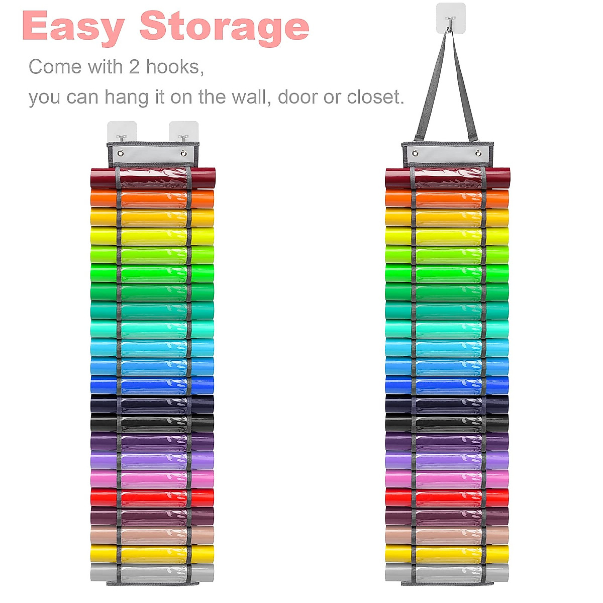 Coitak Vinyl Roll Holder, Vinyl Storage Organizer with 24 Compartments, Craft Vinyl Storage Rack, Gift Wrap Organizer, Gray