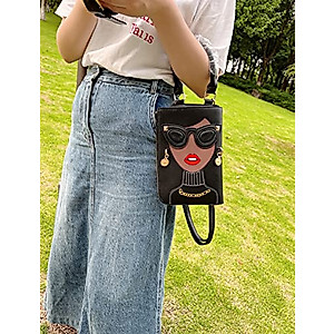 Novelty Personalized Women's 3D Ladies Designer Leather Top Handle Satchel Handbags Tote Purse Crossbody Shoulder Bags (Black)