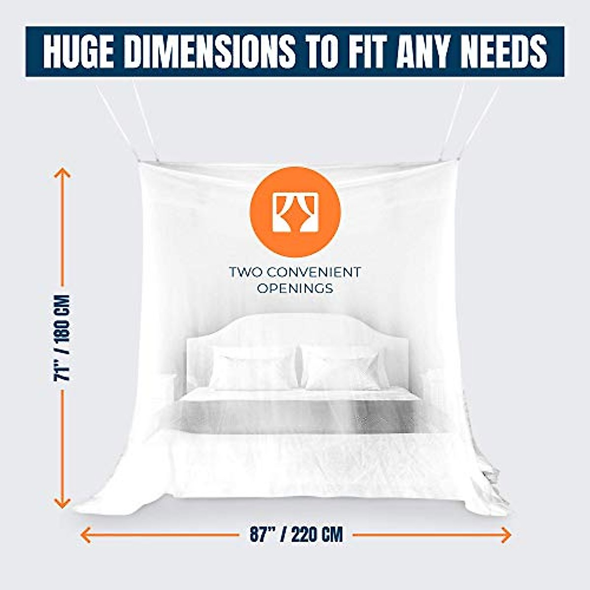 MEKKAPRO Ultra Large Mosquito Net with Carry Bag, Bug Netting with 2 Openings | Mosquito Netting for Bed, Patio, Camping, Outdoor & Travel | Mosquito Net for Bed with Carrying Pouch & Hanging Kit