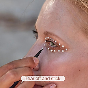 BlingKingdom 660pcs Self Adhesive Pearl Stickers Flat Back Pearls for Craft Hair Face Makeup Nail Cell Phone Scrapbooking Decor, 4 Size 3mm/4mm/5mm/6mm (White)