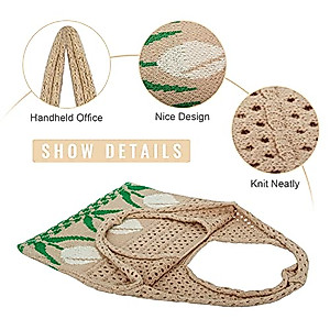 FUKZTE Women's Shoulder Handbags Trendy Flower Knitted Shoulder Bags Mesh Hollow Cute Tote Bag,05 Style