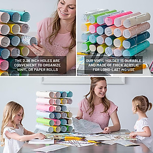 Vinyl Roll Holder with 24 Large Holes - Wide, Sturdy Acrylic Vinyl Storage Organizer - Multifunctional, Easy-to-Assemble Vinyl Roll Storage - Vinyl Organizer Art Rack