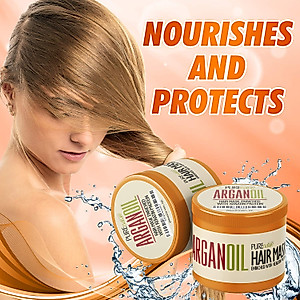 PURE NATURE Moroccan Argan Oil Shampoo and Conditioner Set with Heat Protectant Spray and Keratin Hair Mask
