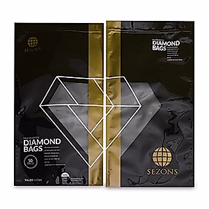 SEZONS - Diamond Bags - Black/Clear - Vacuum Sealing bags 5mil - 50 bags (11x24, Black/Clear)