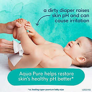 Pampers Aqua Pure Sensitive Baby Wipes, 99% Water, Hypoallergenic, Unscented, 2 Flip-Top Packs (112 Wipes Total)