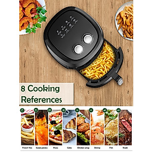 Air Fryer 8 Preset Menus 4.5 QT Airfryer Easy to Use with Adjustable Temperature Control with 8 Cooking References Nonstick Tray Auto Shutoff 1400W Hot Air Fryer Black