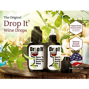 The Original Drop It Wine Drops, 4pk- USA Made Wine Drops That Naturally Reduce Both Wine Sulfites and Tannins- Can Eliminate Wine Headaches, Wine Allergies and Histamines- A Wine Wand Alternative