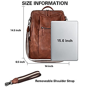 Backpack Purse for Women, Large Shoulder Bags with USB Charging Port fit 15.6 inch laptop, Waterproof PU Leather Casual Women Handbag, Anti-Theft Bookbag Purse for Work Office Travel College School