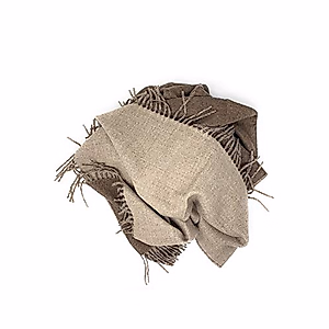 Alpaca Home | 100% Baby Alpaca Wool Sofa Throw Blanket - Two Sided, Hypoallergenic & Dye Free - Perfect for Snuggling (Ivory / Heather)