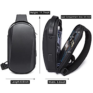 BANGE Sling Bag For Men,Safe Protect Hard Shell Crossbody Bag,One Strap Travel Sling Backpack,Waterproof Hiking Biking Shoulder Bag For Men and Women…