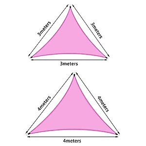 JYCAR Triangle Awning Shelter, Waterproof Sun Shade Sail Canopy, Durable Polyester Garden Shading Net with 3pcs 6.5FT Ropes, for Outdoor Patio Garden (Pink, 9.8 x 9.8 x 9.8 ft)