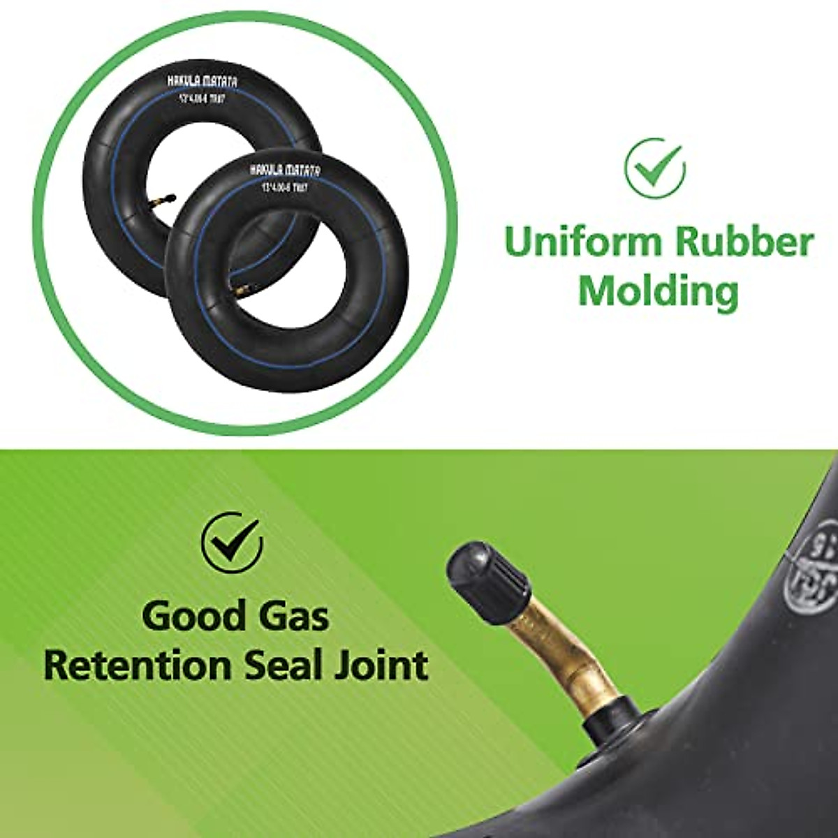 HAKULA MATATA 4.00-6'', 4.10/3.50-6'' Durable 13'' Replacement Inner Tube with TR-87 Bent Valve Stem, Heavy Duty Inner Tire Wheel for Wheelbarrows, Mowers, Hand Trucks and More, 2Packs, Black